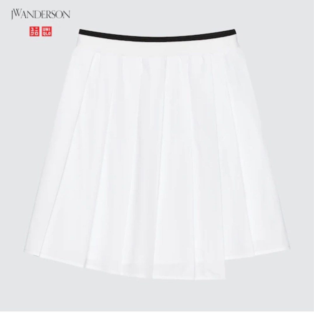 Uniqlo Rok Mini Lipit White Jw Anderson, Fesyen Wanita, Pakaian Wanita ...