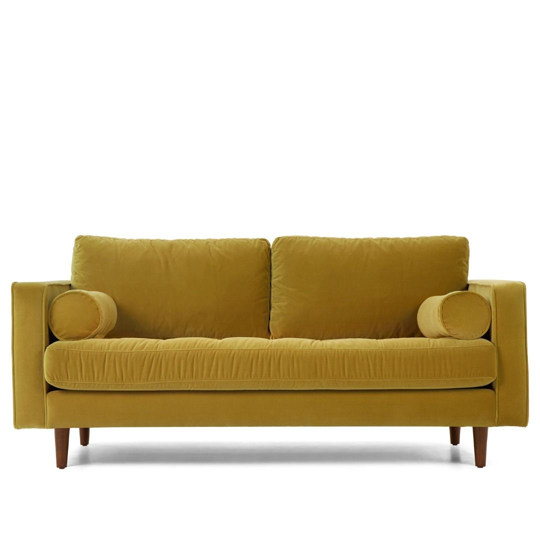 Velvet Sofa 2 Seater Gold SCOTT, Furniture & Home Living, Furniture ...