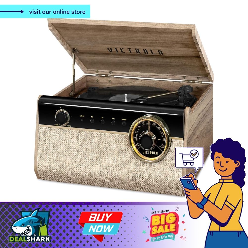 Victrola 4-in-1 Austin Bluetooth Record Player with 3-Speed Turntable ...