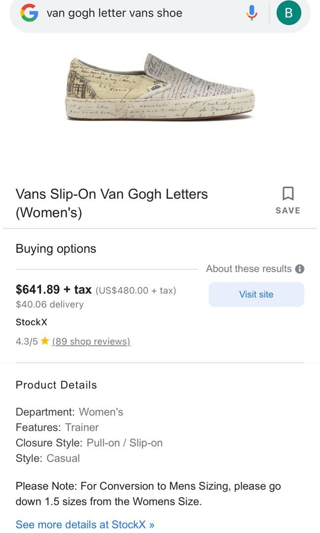 Vincent Van Gogh letter shoe womens, Luxury, Sneakers & Footwear on ...