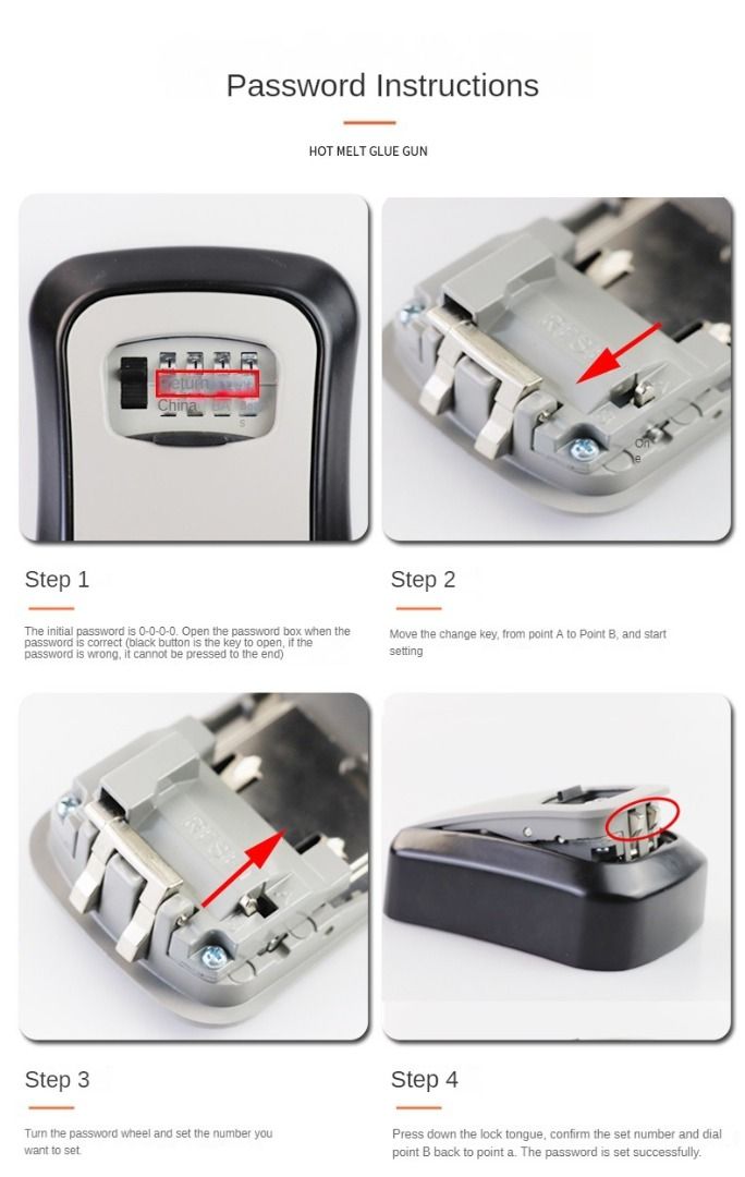 Wall Mounted Key Safe Box Numbering Lock Key Storage Lock Box 4 Digits ...