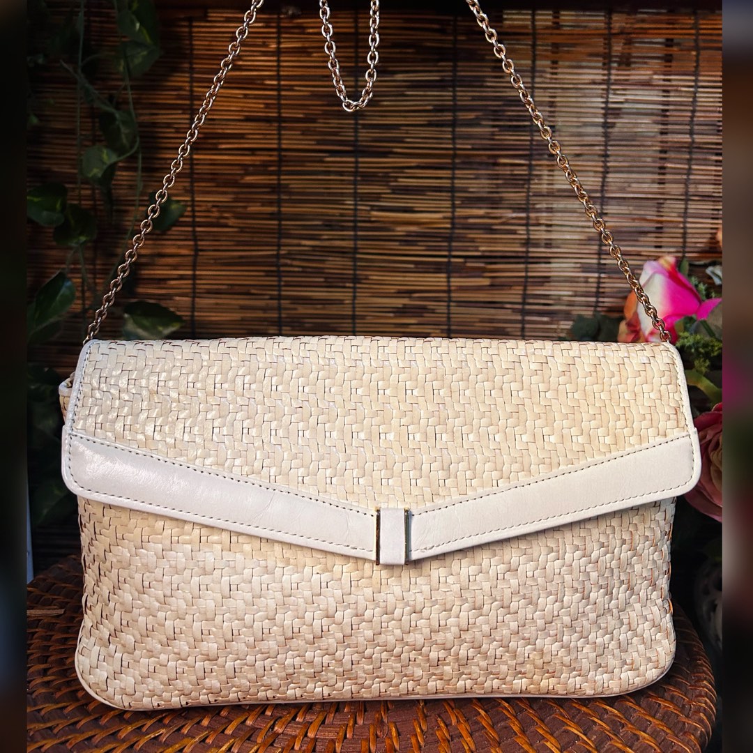 WHITE GENUINE LEATHER BANIG INTERLACE JAPAN BAG on Carousell