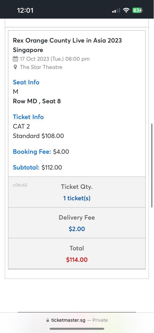 [WTS] 1 x Cat 2 Rex Orange County Live Singapore, Tickets & Vouchers ...