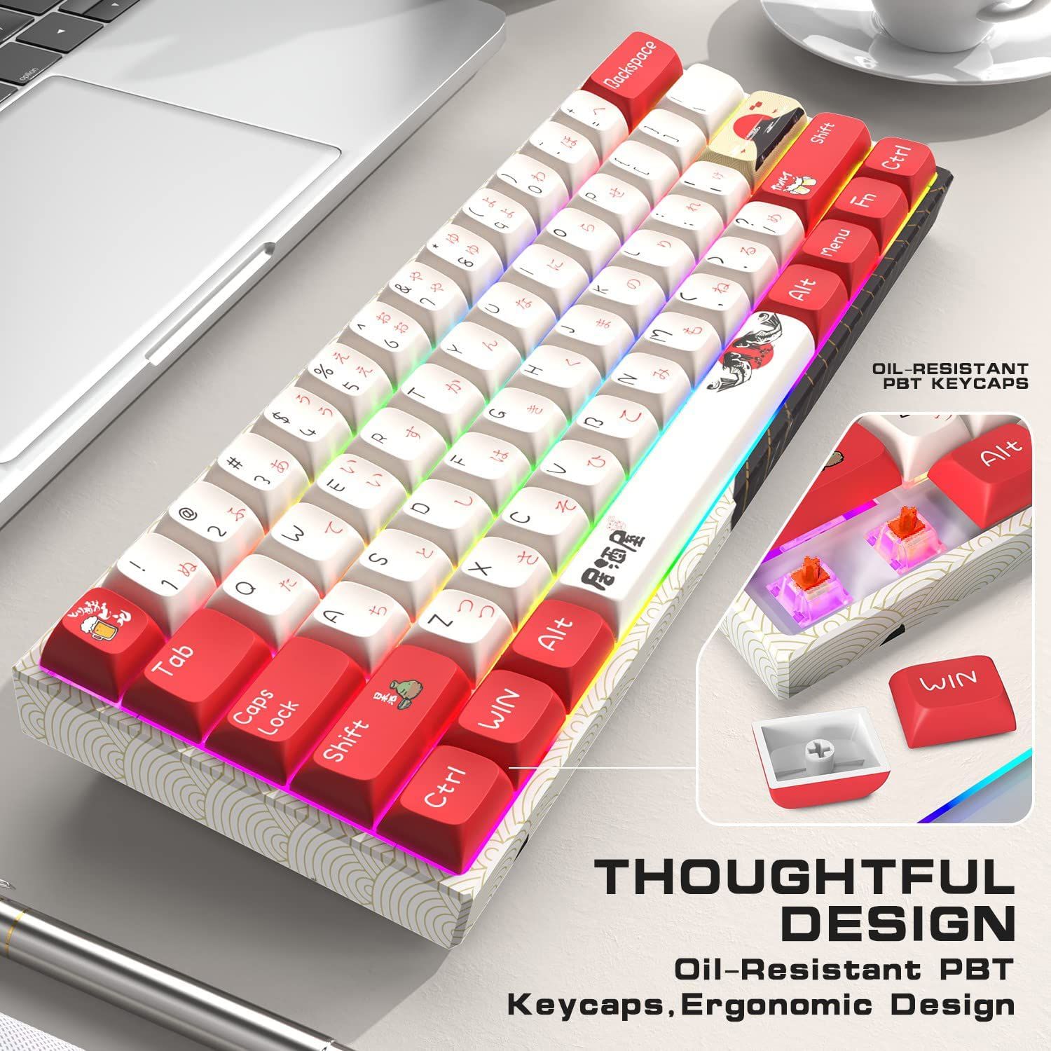 XVX M61 60% Mechanical Keyboard Wireless, Ultra-Compact 2.4G ...