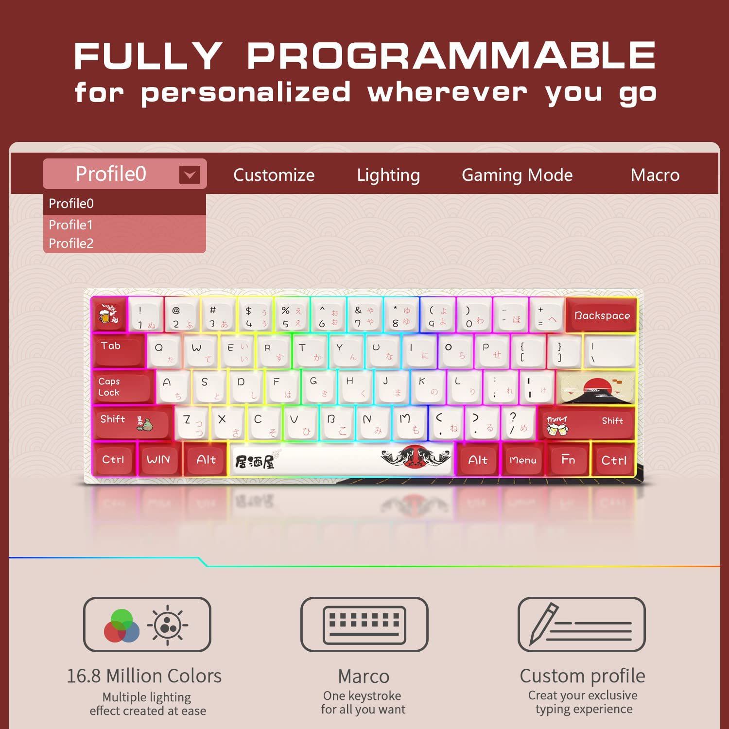 XVX M61 60% Mechanical Keyboard Wireless, Ultra-Compact 2.4G ...