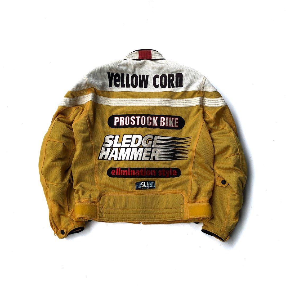 Yellow corn racing jacket, Fesyen Pria, Pakaian , Baju Luaran di Carousell