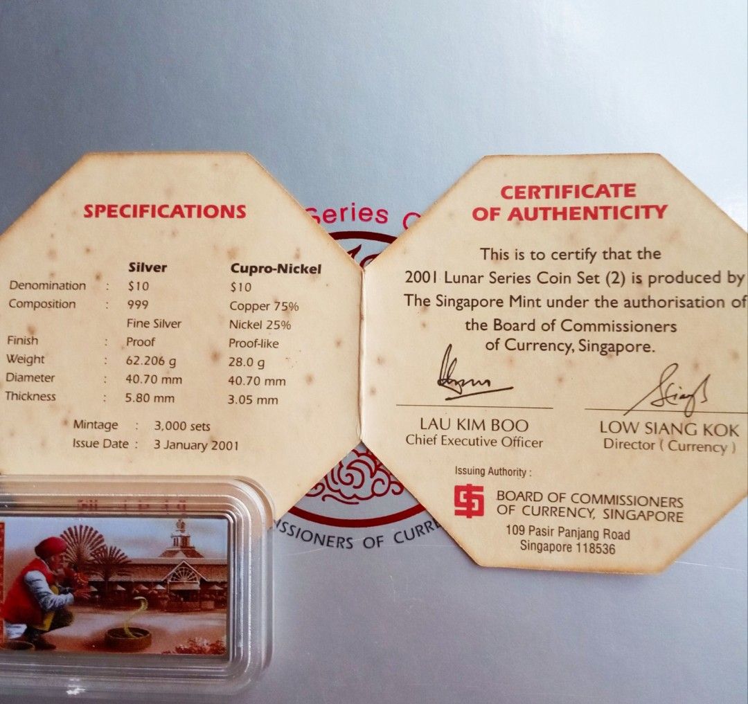 2001 Singapore Lunar Snake Coin Set, Hobbies & Toys, Memorabilia ...