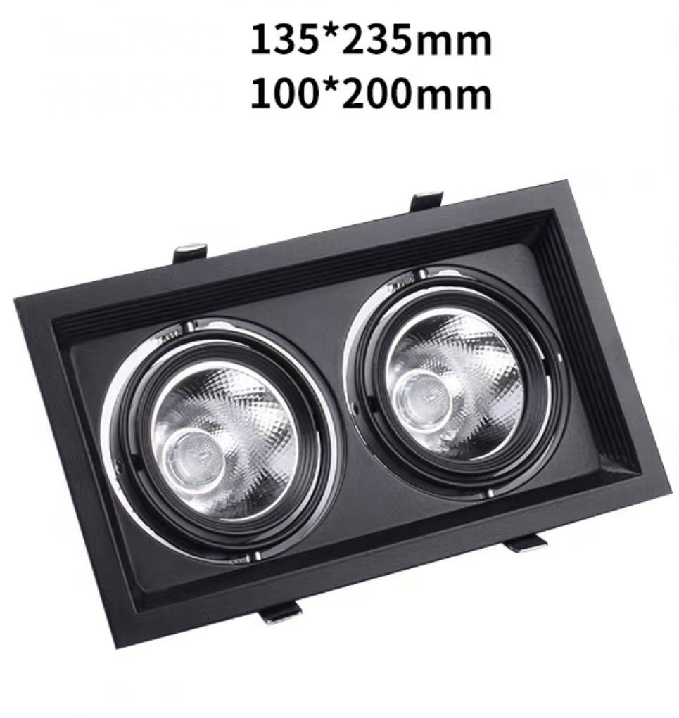 2-gang LED spotlights - Rectangular black frame - cool daylight, Car ...
