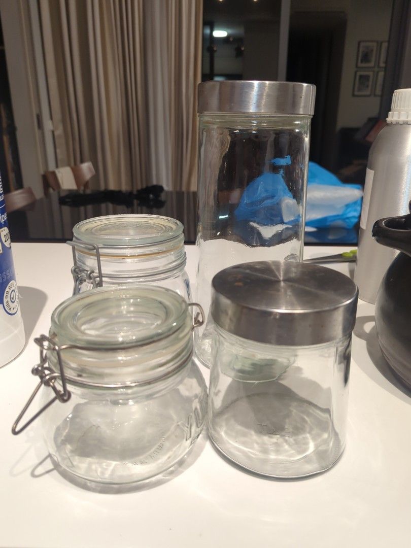 4 Glass Jars, Furniture & Home Living, Kitchenware & Tableware, Food ...