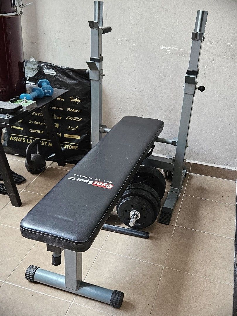 Adjustable Bench Press and Dumbbells, Sports Equipment, Exercise ...