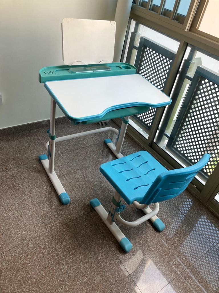 Adjustable study table and chair for kids, Furniture & Home Living ...