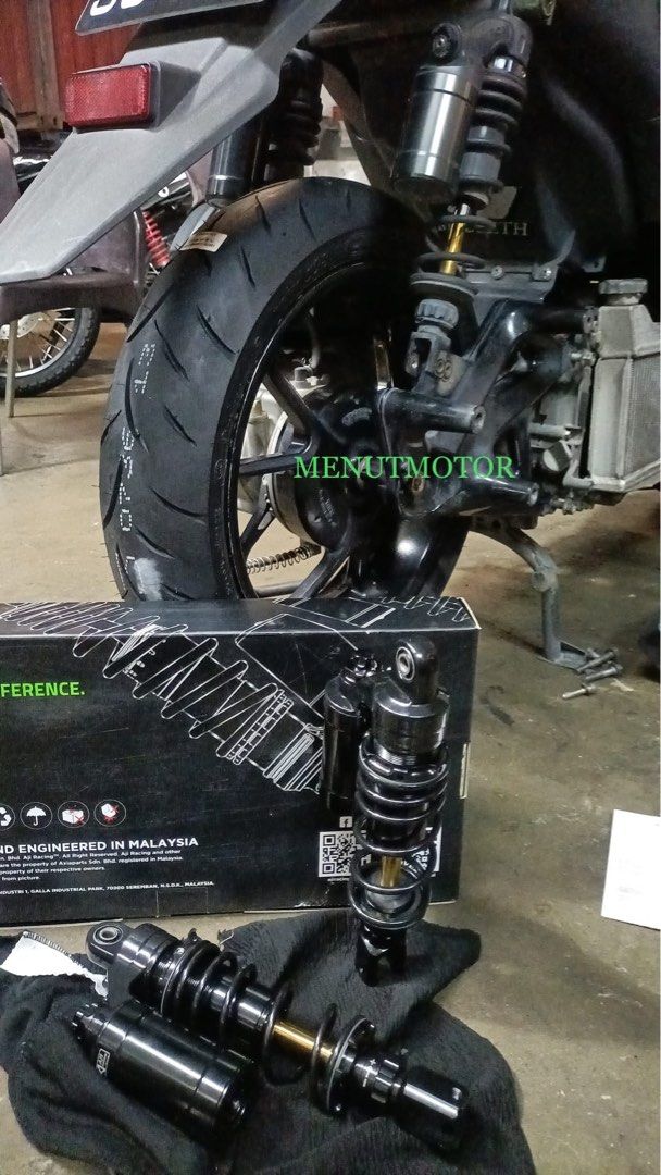 Aerox/Nmax downsize Aji Racing Monoshock with gas phantom black 275MM ...