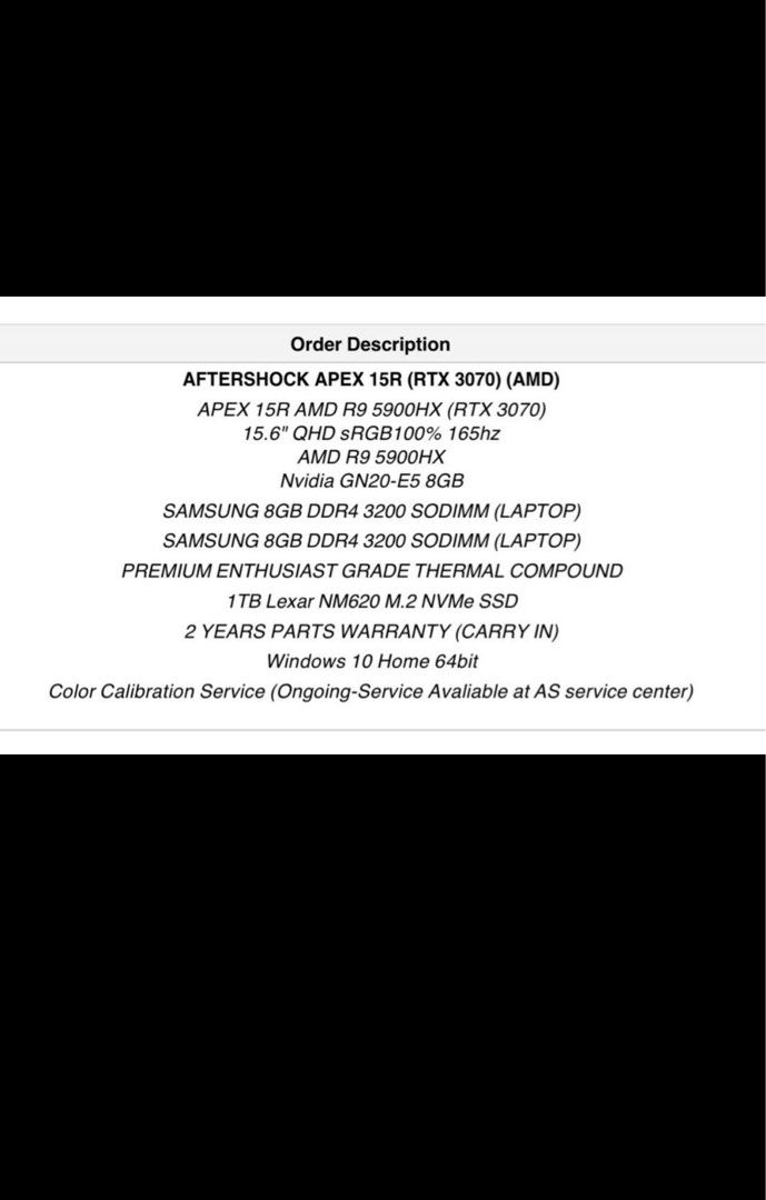 Aftershock Apex 15R RTX3070 AMD R9-5900HX| Laptop|Aftershock|Gaming|PC ...