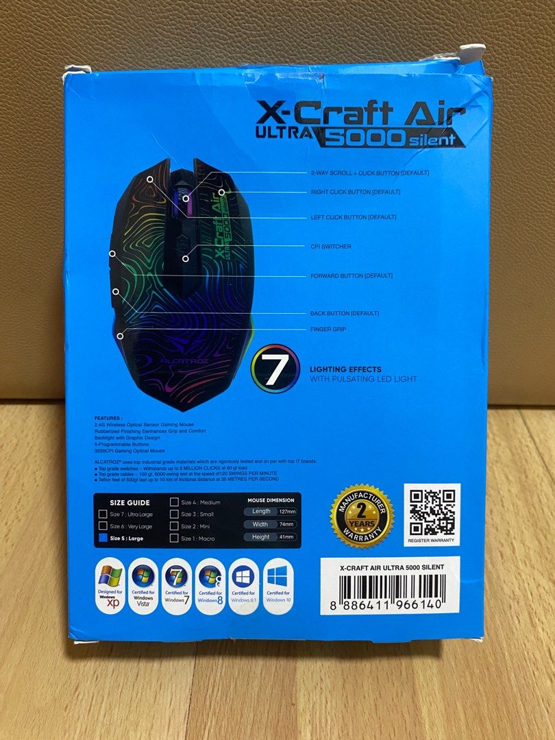 Alcatroz X-Craft Air Ultra 5000 Silent Wireless Gaming Mouse, Computers ...