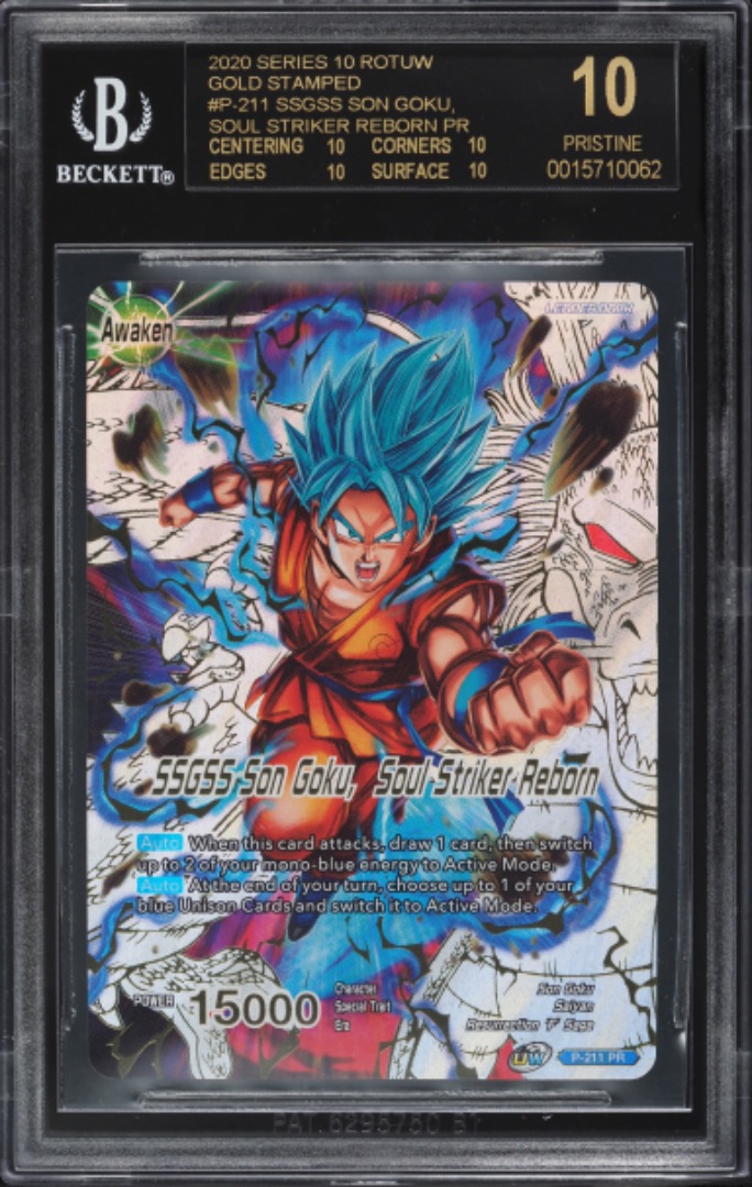 BGS 10 BLACK LABEL SSGSS Son Goku Soul Striker Reborn Gold Stamped Dragon Ball Trading card ...