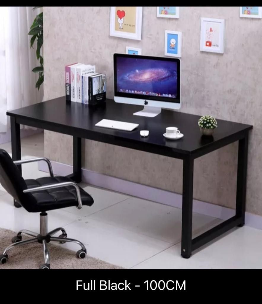 Black Study Table with wheels, Furniture & Home Living, Furniture ...