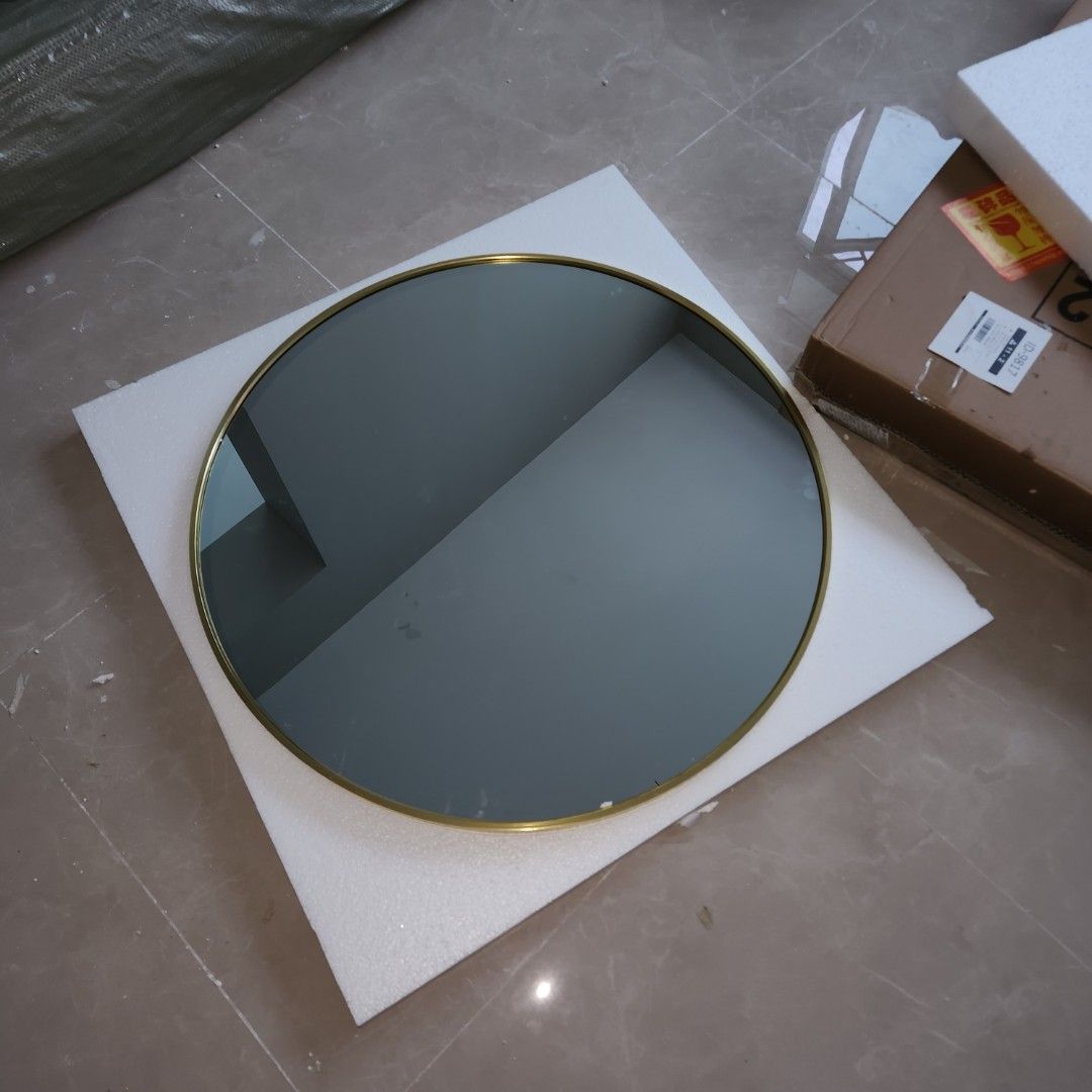 BNIB Round mirror with Gold rim 70cm, Furniture & Home Living, Home ...