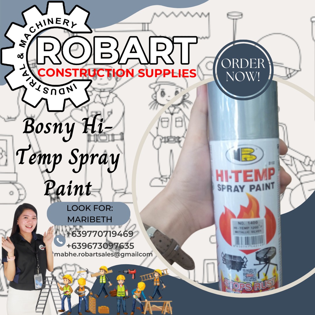 Bosny Hi-Temp Spray Paint, Commercial & Industrial, Construction Tools & Equipment on Carousell