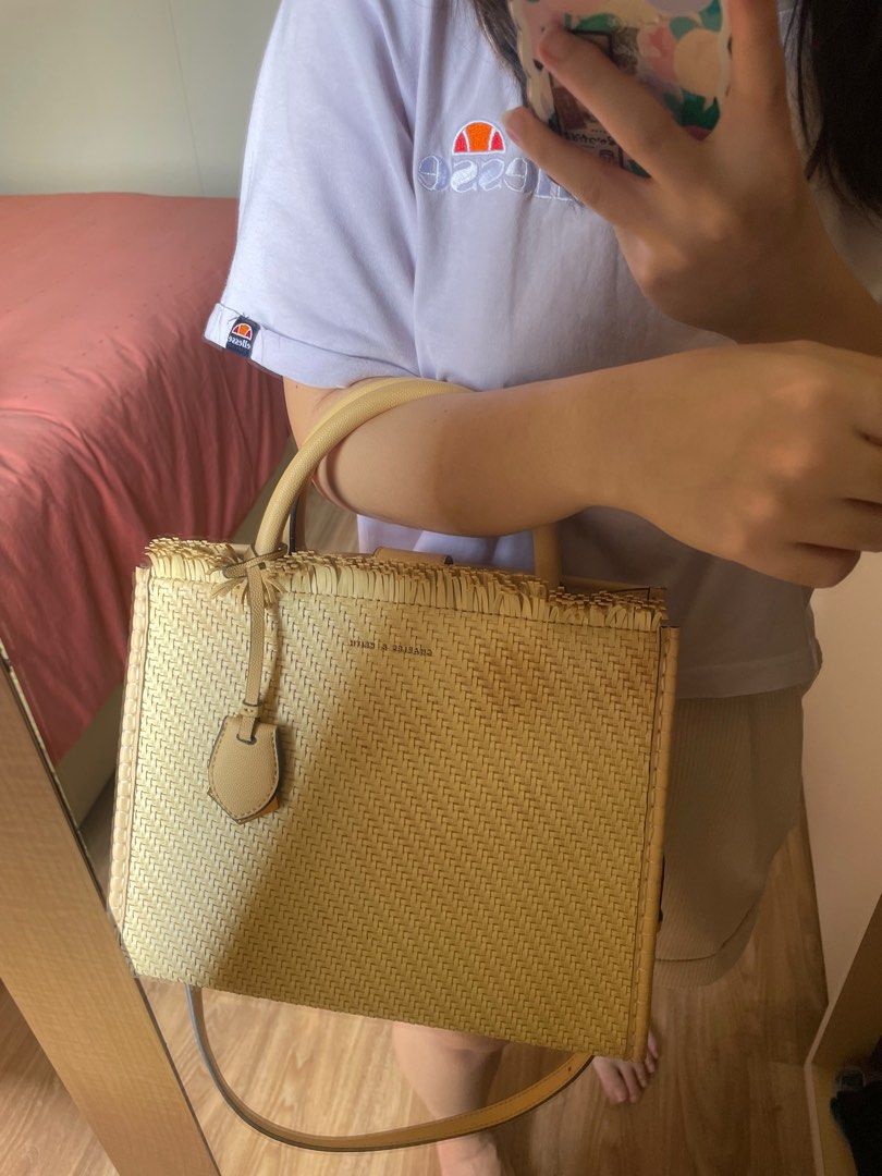 Charles and Keith Straw Top Handle Sling Bag, Women's Fashion, Bags ...