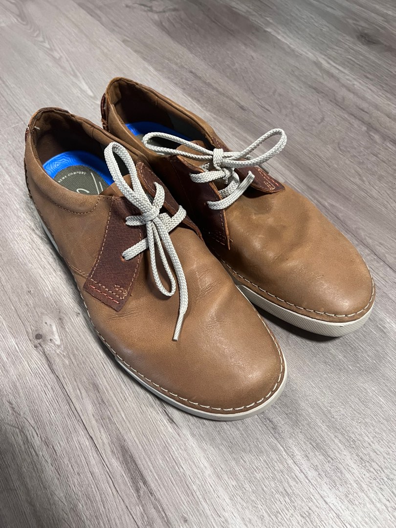 Clarks Men's Gereld Low Sneakers, Tan Leather, US 10.5, Men's Fashion ...