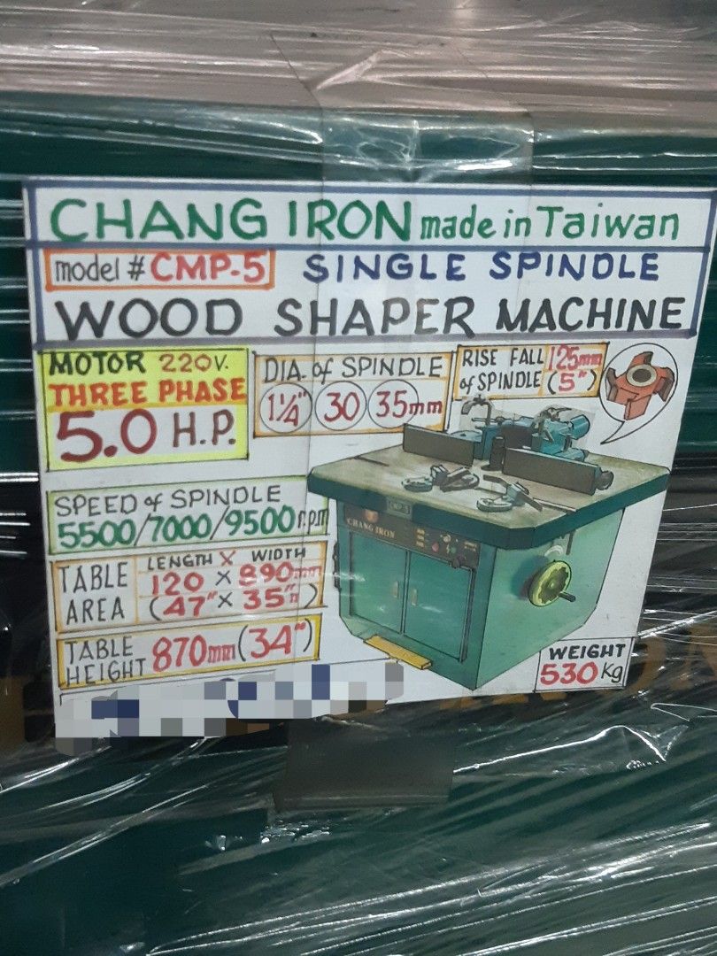 CMP-5 Single SPINDLE Wood Shaper Shaping Machine Made in TAIWAN ...