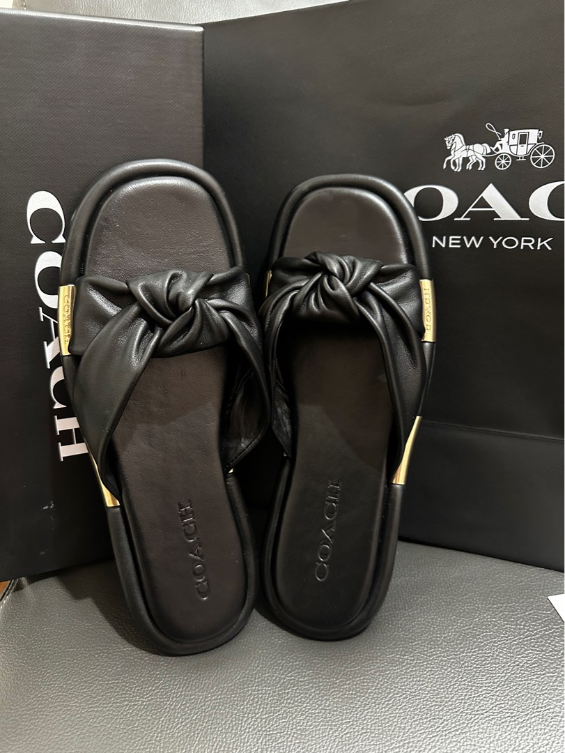 Coach Brooklyn Leather Sandals, Women's Fashion, Footwear, Flats ...