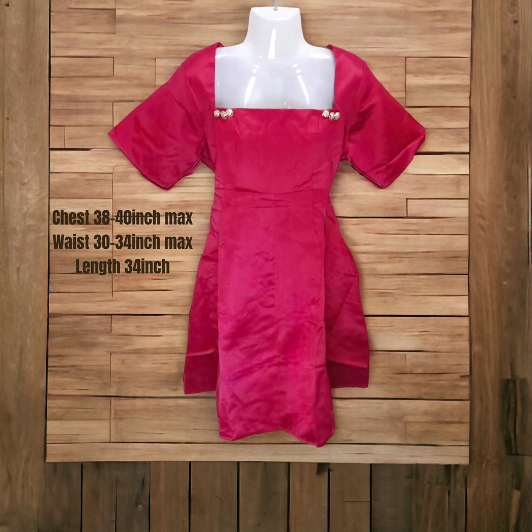 Dark pink satin party formal dinner dress, Women's Fashion, Dresses ...