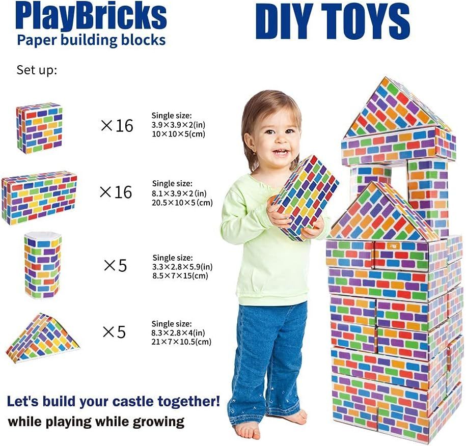 Deluxe Jumbo Cardboard Blocks 42-Pack Extra-Thick Cardboard Building ...