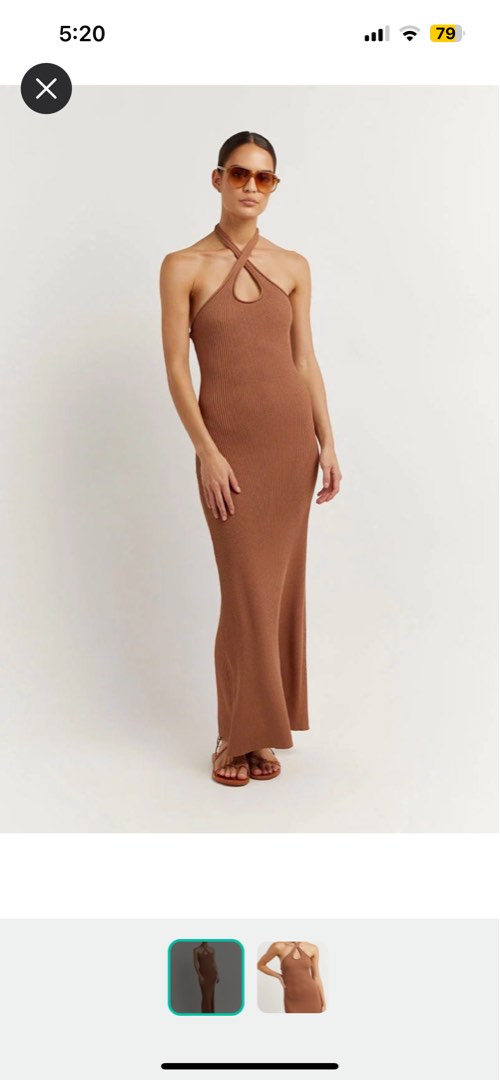 Dissh mocha halter knit dress, Women's Fashion, Dresses & Sets, Dresses ...