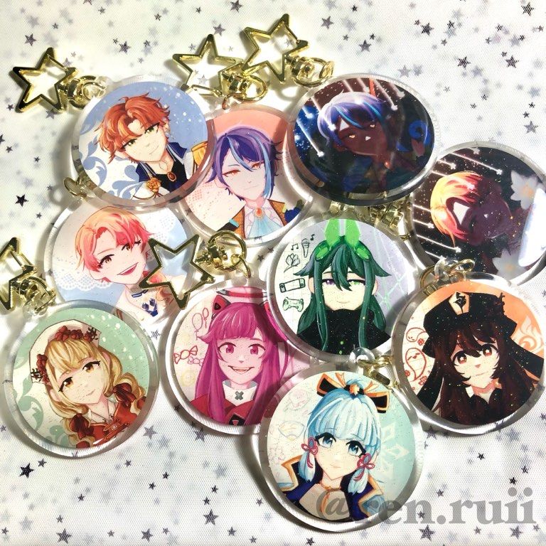 [Genshin Impact] [Project Sekai/pjsk/prsk] fanmade glitter keychains ...