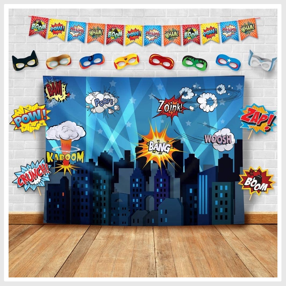 Glittery Garden Superhero Cityscape Photography Backdrop Studio Props ...