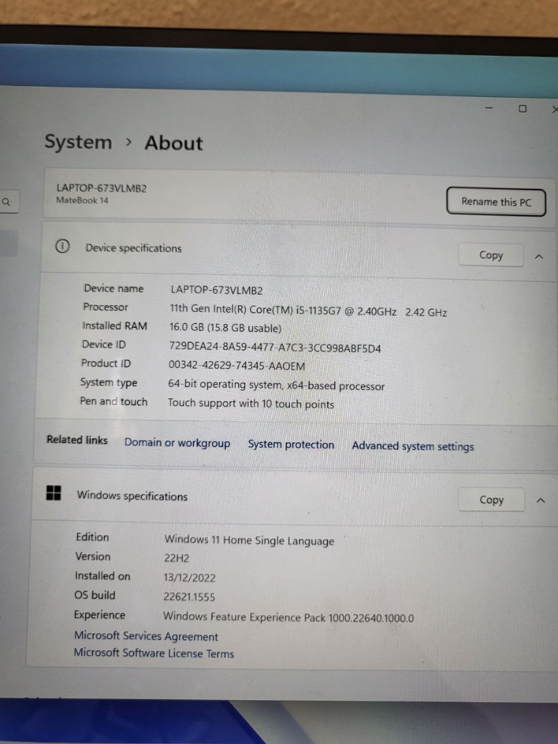 Huawei Matebook 14 Touch Screen, Computers & Tech, Laptops & Notebooks ...