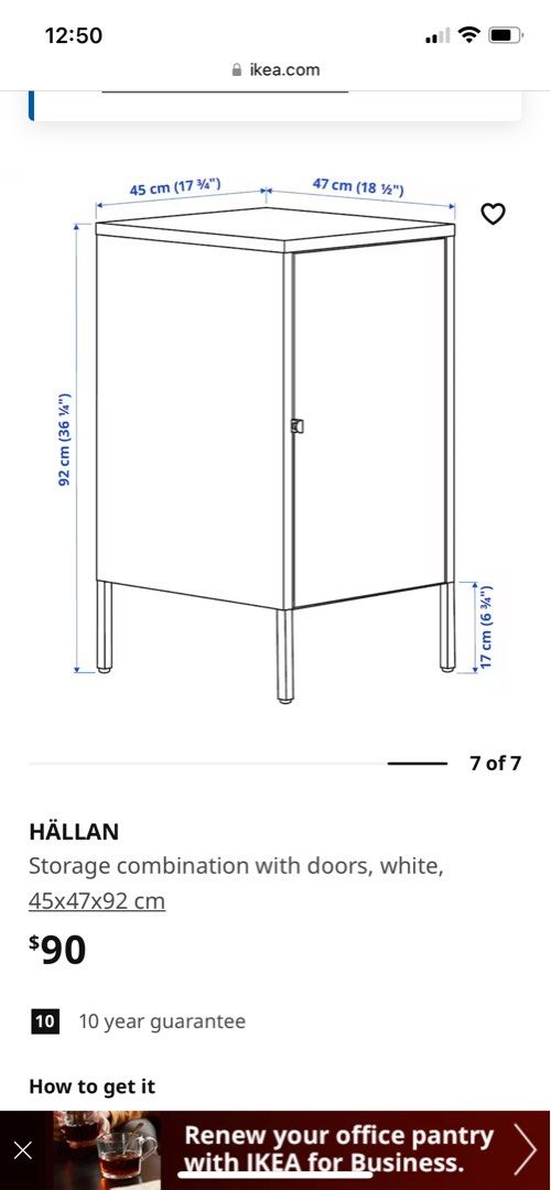 Ikea HALLAN storage combination with doors, white, Furniture & Home ...