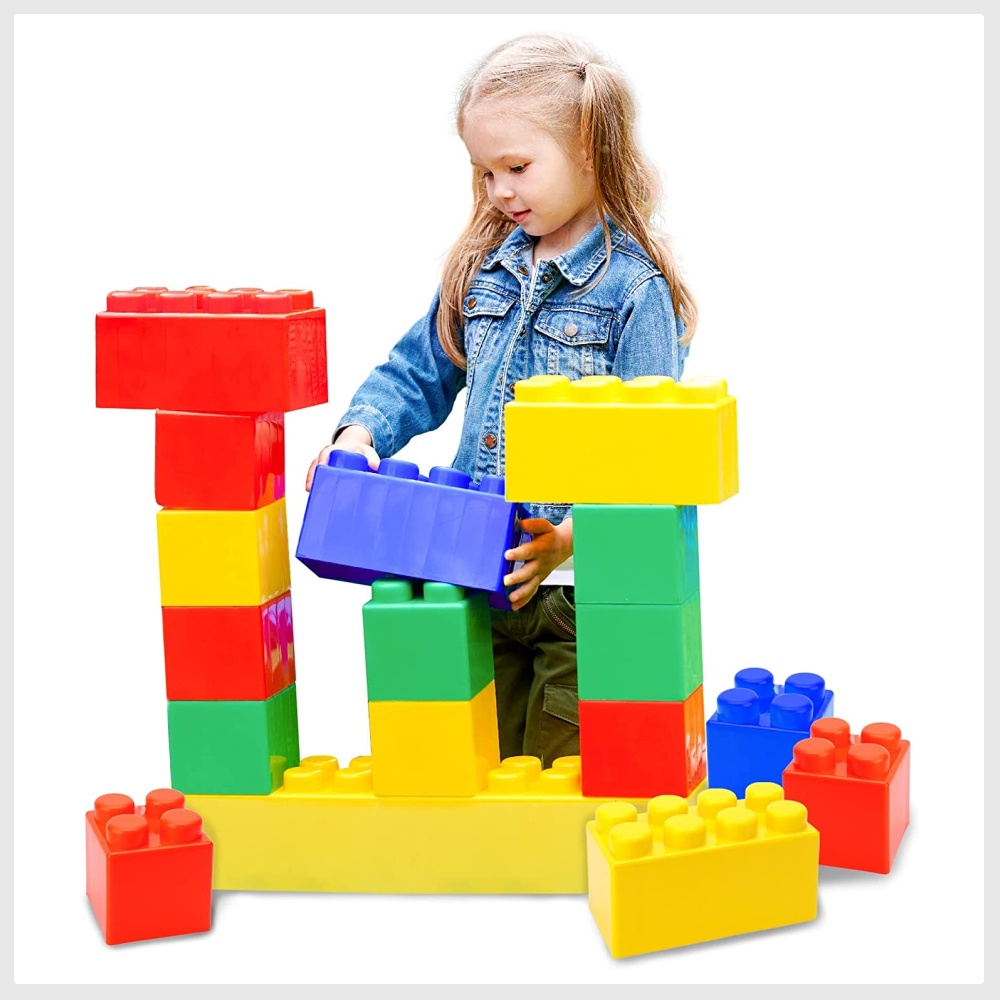 Jumbo Blocks for Toddlers Set of 24 Plastic Large Building Blocks for ...