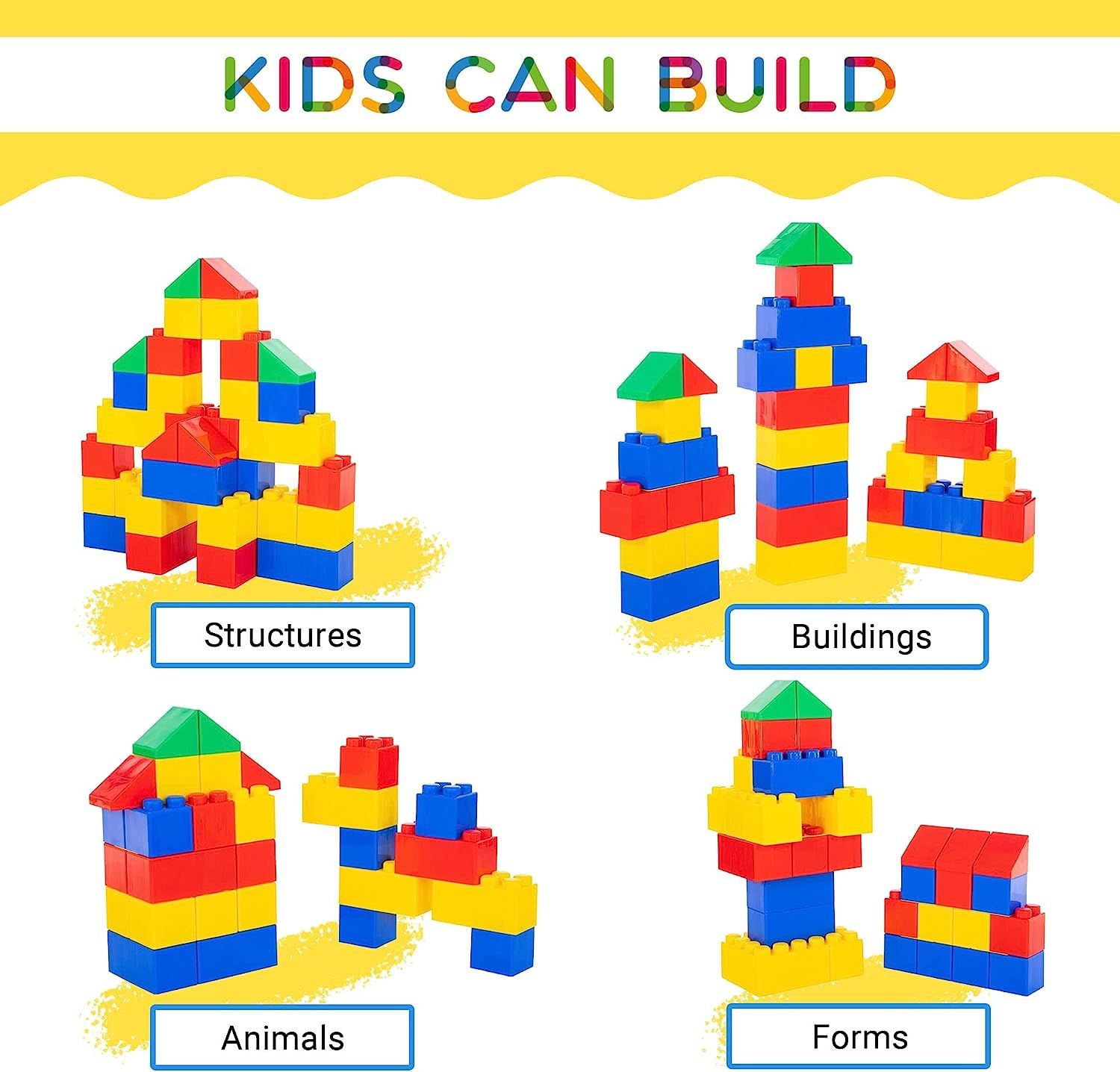 Jumbo Blocks for Toddlers Set of 36 Plastic Large Building Blocks for ...