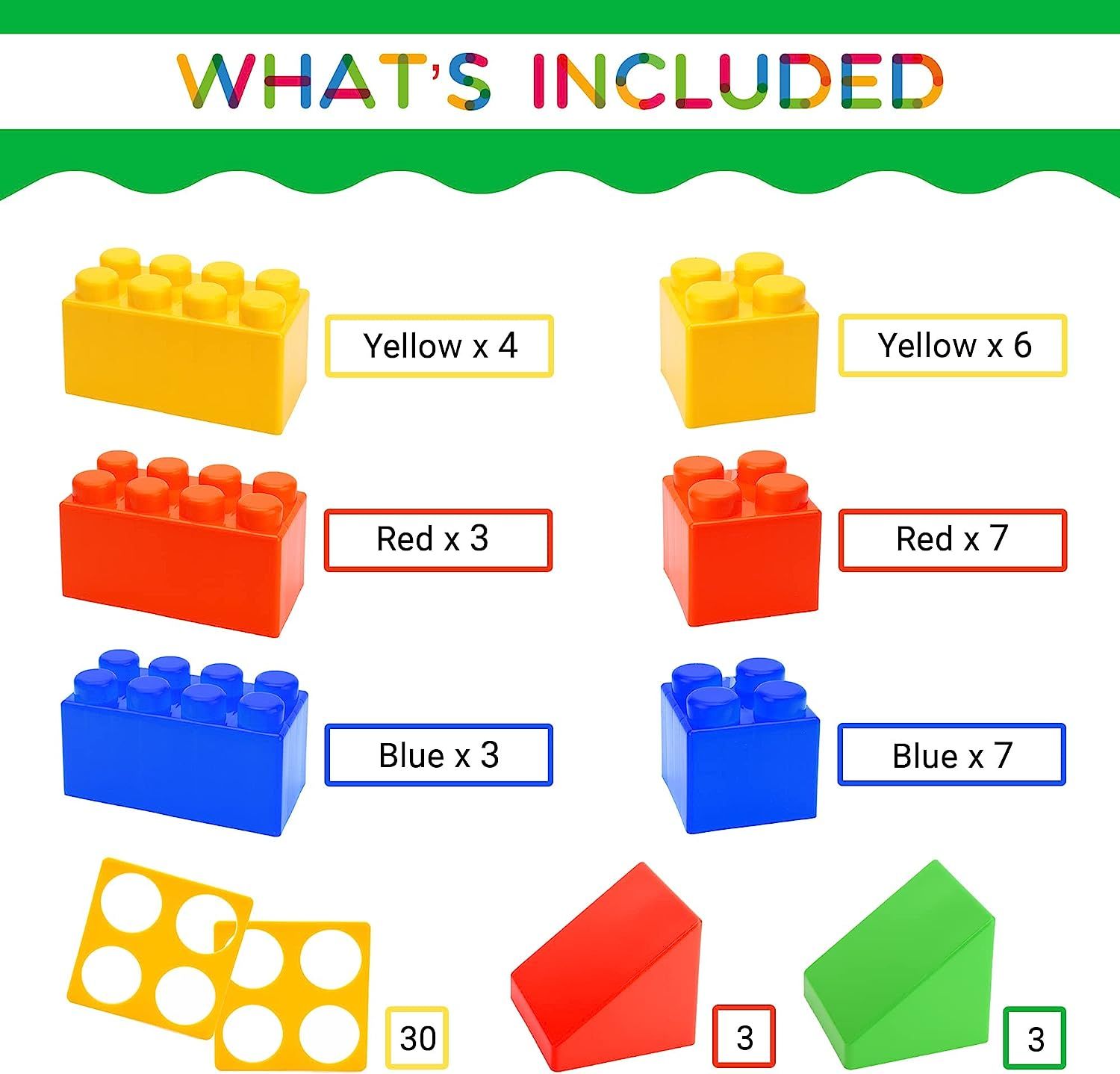 Jumbo Blocks for Toddlers Set of 36 Plastic Large Building Blocks for ...