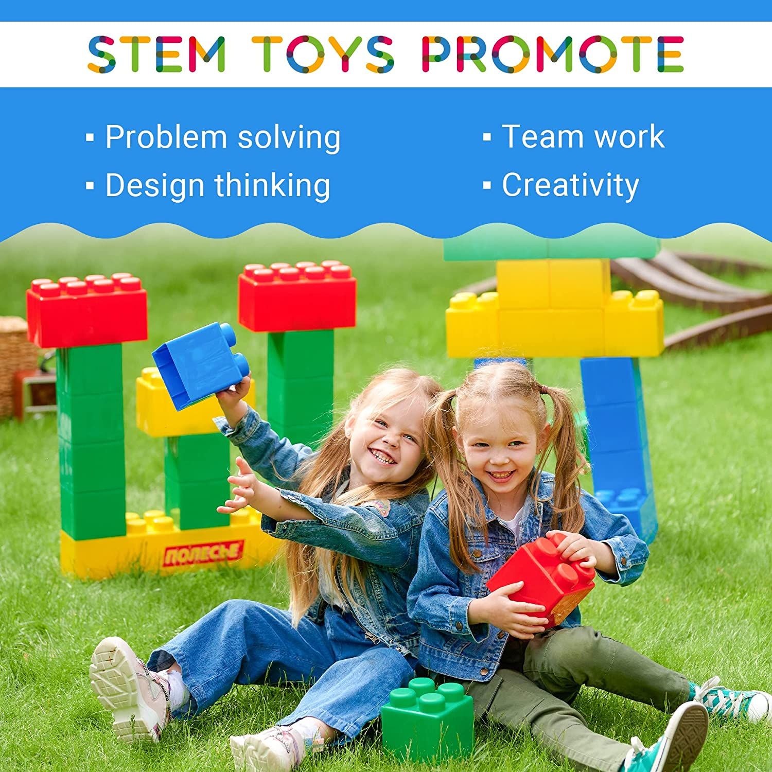 Jumbo Blocks for Toddlers Set of 36 Plastic Large Building Blocks for ...