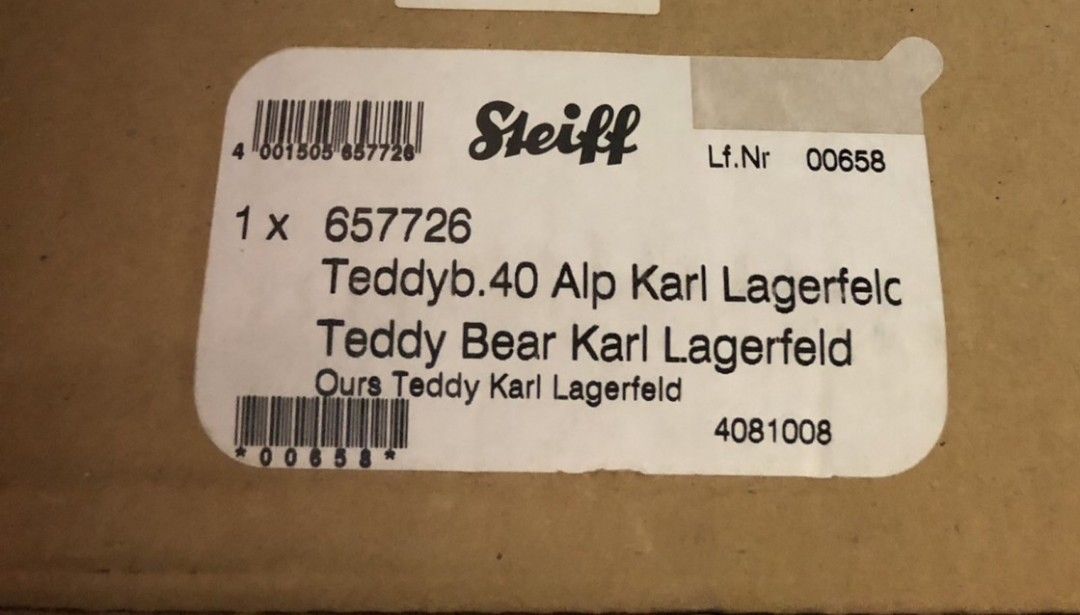 Karl Lagerfeld Teddy Bear 卡爾老佛爺steiff 限量熊, 名牌精品, 精品配件在旋轉拍賣
