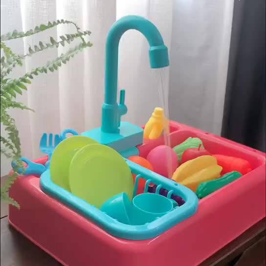 Kids Children Toddler Kitchen Sink Wash Basin Play Set Roleplay Toys ...