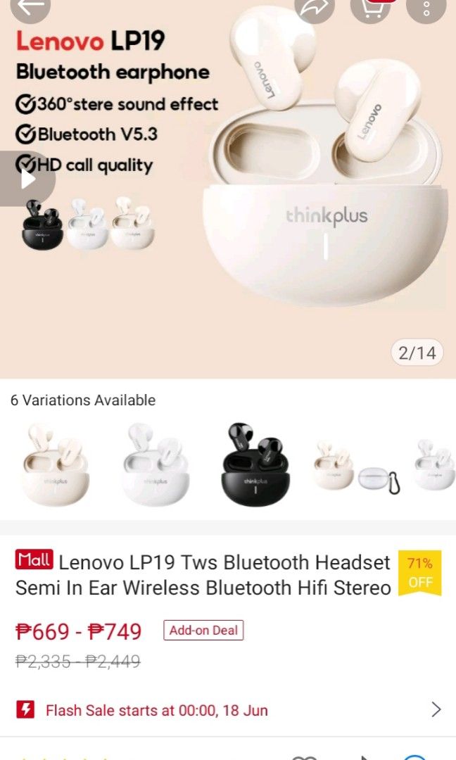 Lenovo LP19 tws bluetooth headset sealed, Audio, Earphones on Carousell