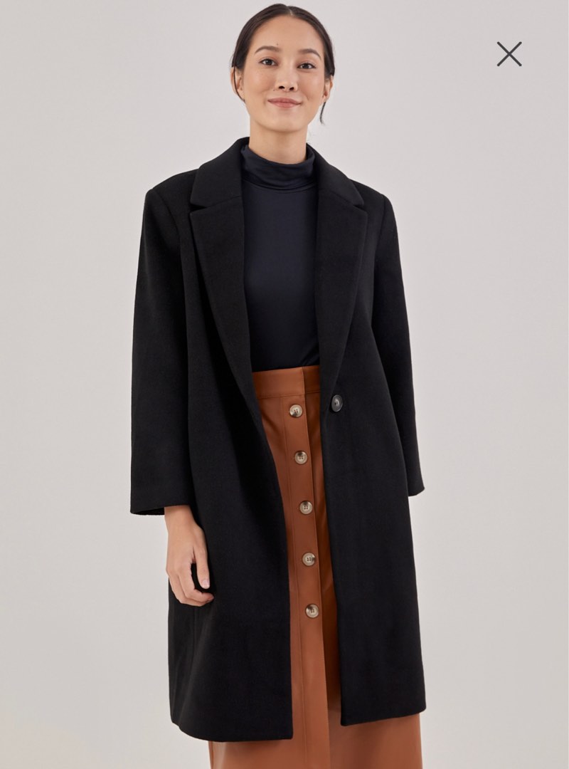 Love Bonito (LB) Mavina Tailored Slim Coat in Black, Women's Fashion ...