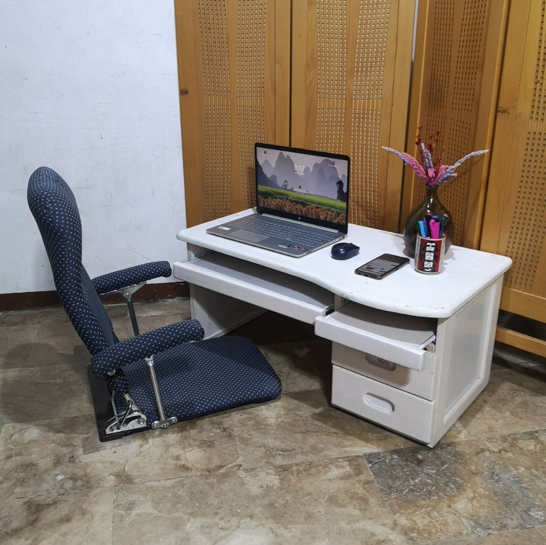 Low study desk w/ tatami armchair, 2pcs set on Carousell