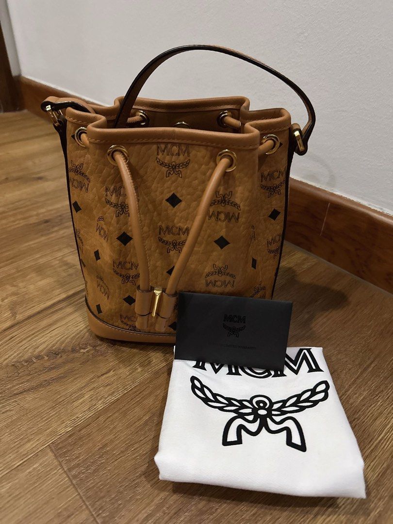 MCM Park Rabbit Drawstring Bag in Visetos, Women's Fashion, Bags ...