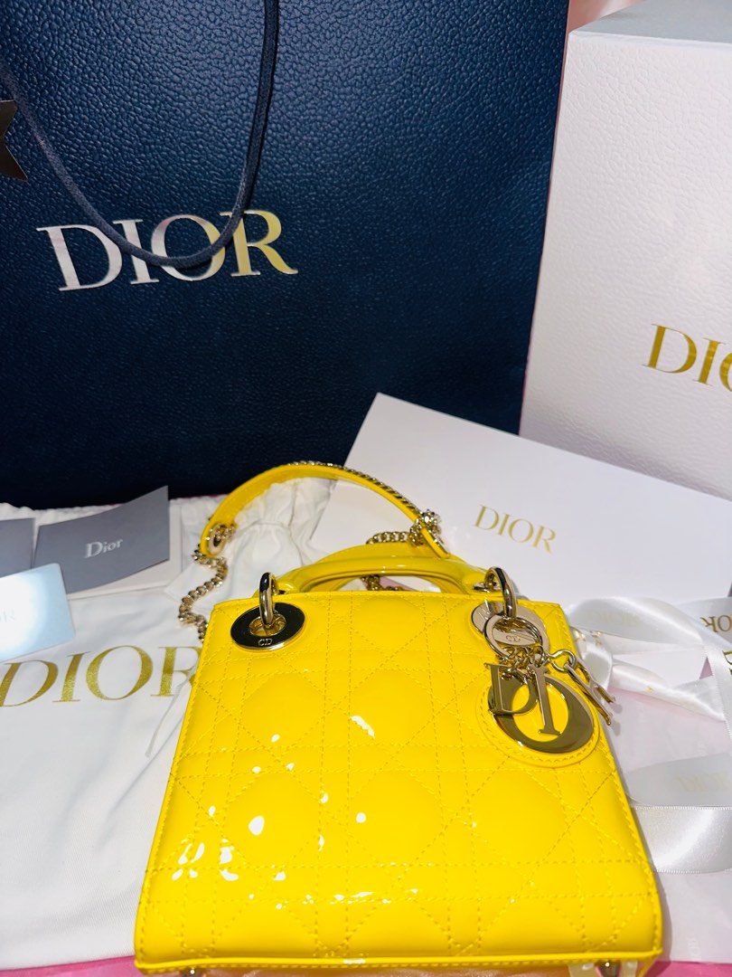 Mini lady dior yellow patent leather (seasonal) on Carousell