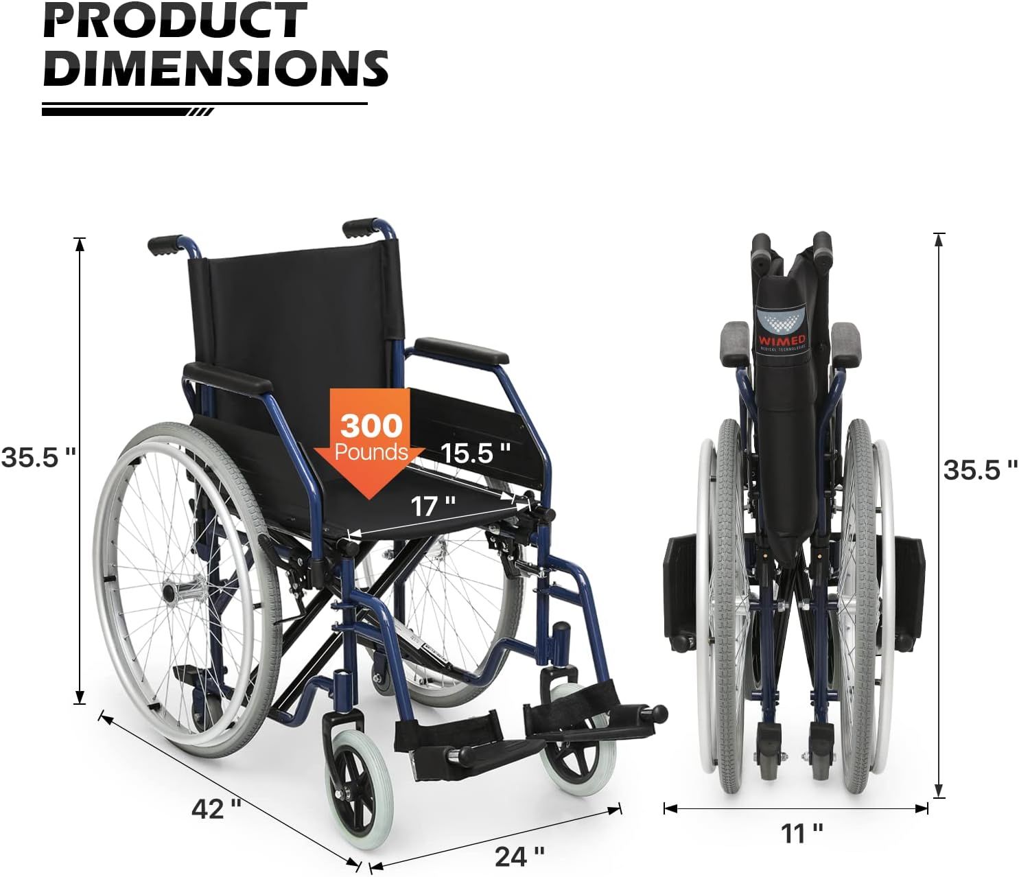 MoNiBloom Lightweight Folding Wheelchair with Removable or Flip Back ...