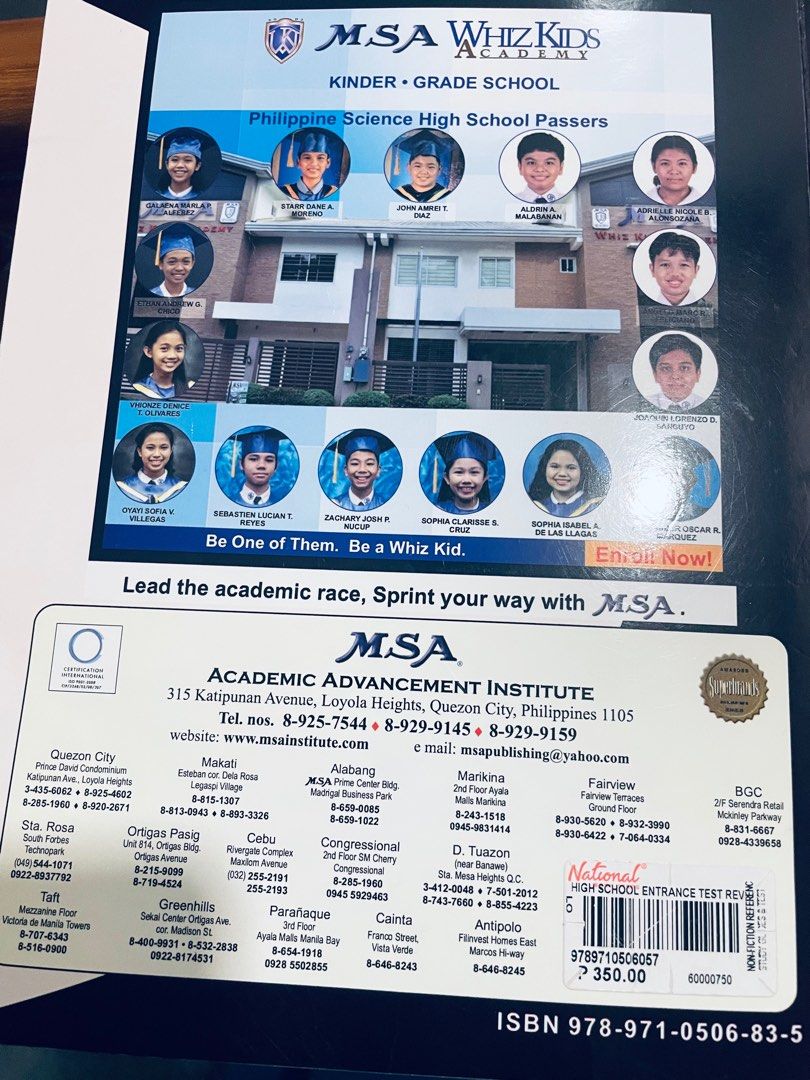 Msa Hs science entrance exam, Hobbies & Toys, Books & Magazines ...