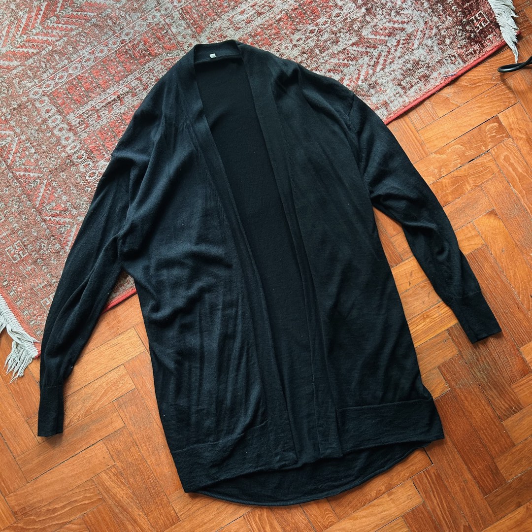 Muji Long Black Knit Cardigan, Women's Fashion, Coats, Jackets and ...