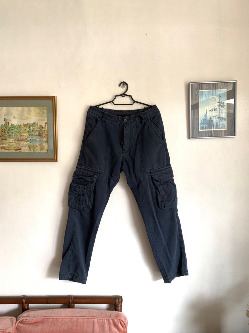 Navy Blue Cargo Pants, Men's Fashion, Bottoms, Jeans on Carousell