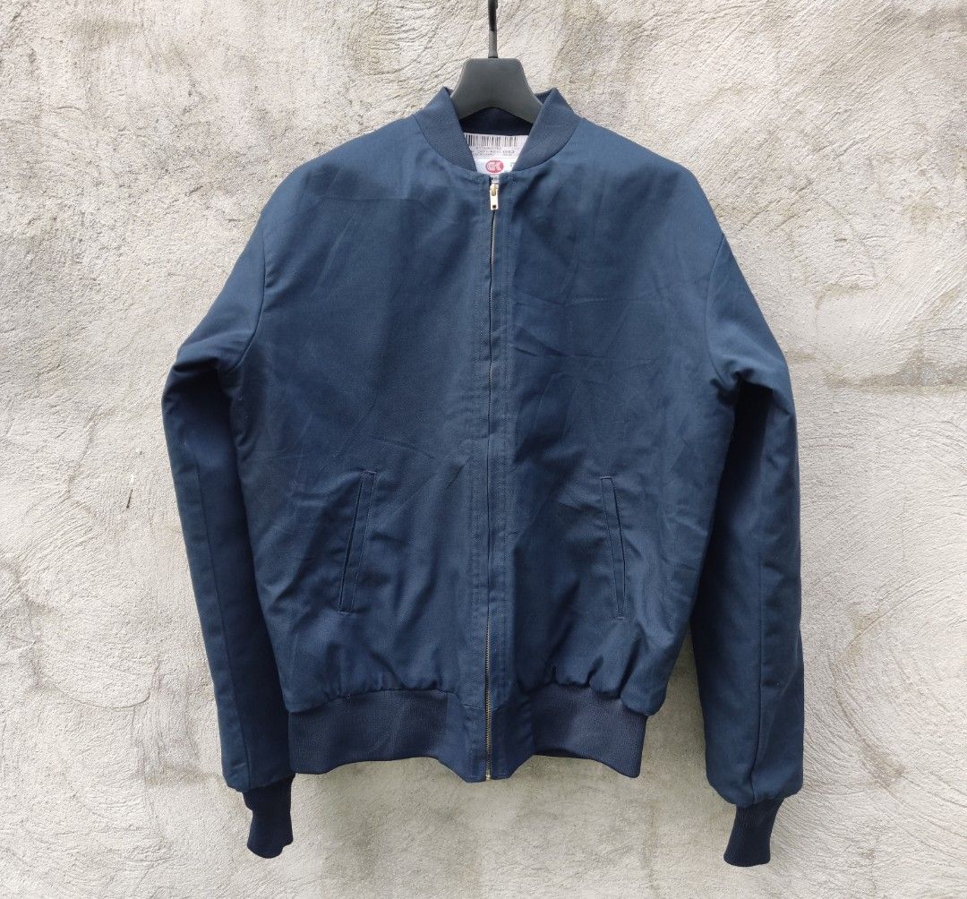 Navy Blue Work Wear Bomber Jacket, Boxy Cropped on Carousell