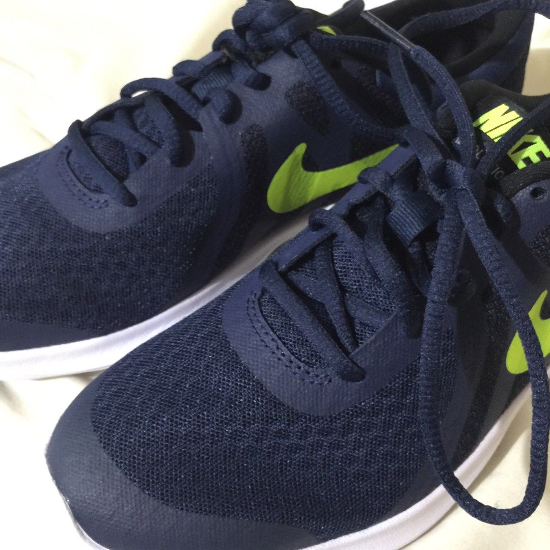 NIKE REVOLUTION Navy Blue plus Neon Green Running Shoes on Carousell